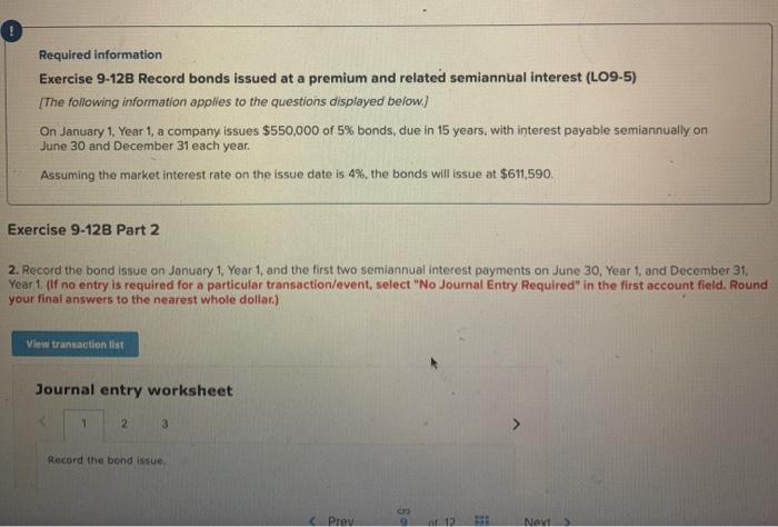 Solved Required information Exercise 9-12B Record bonds | Chegg.com