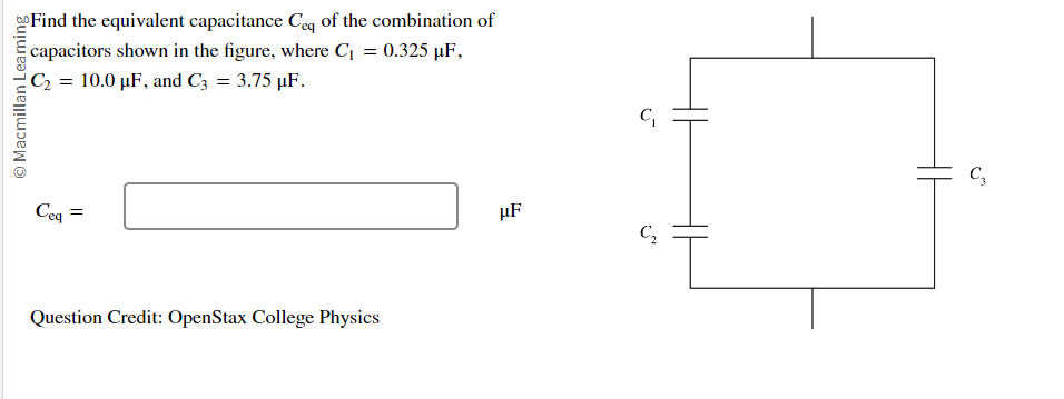 Solved Find the equivelent capactitnce of ﻿the combination | Chegg.com