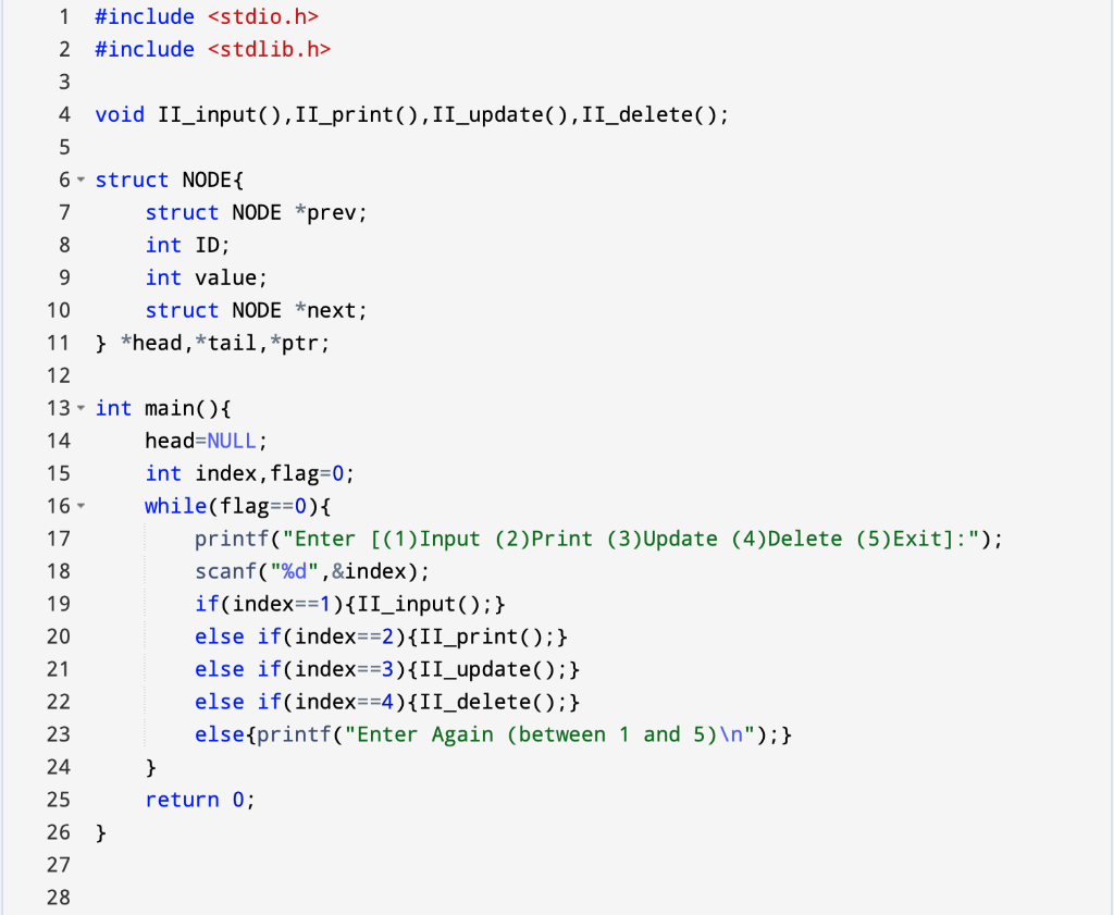 Solved I Have To Modify Below Code By Using Double Linked