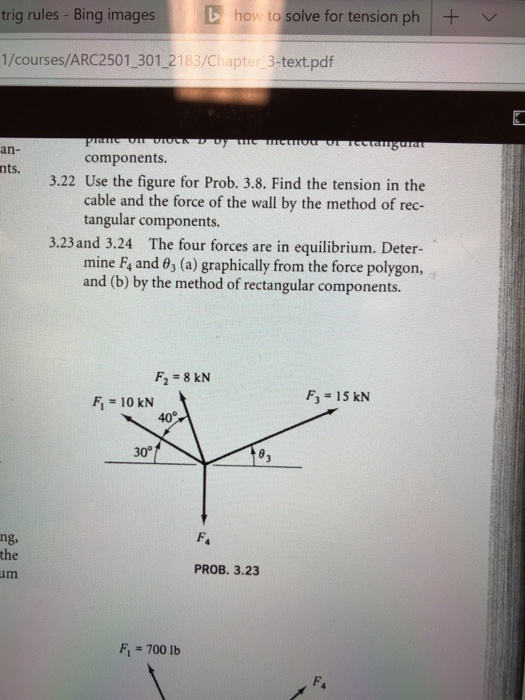 Solved hov to solve for tension ph | + ﹀ trig rules-Bing | Chegg.com