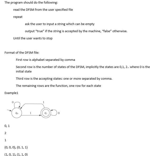 Solved The program should do the following: read the DFSM | Chegg.com