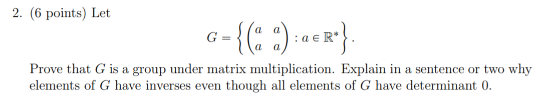Solved 2. (6 points) Let G= {(a a) :aeR"} Prove that G is a | Chegg.com
