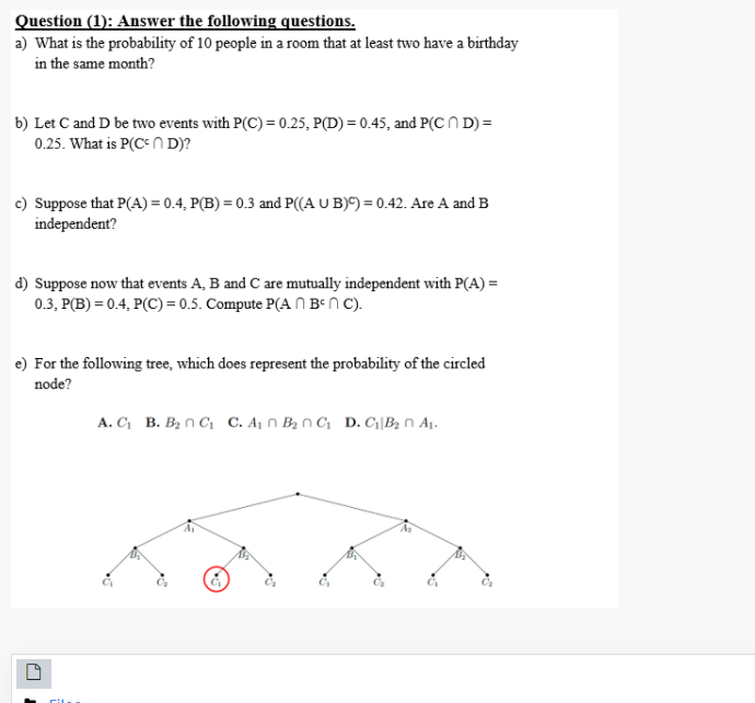 Solved Question (1): Answer the following questions. a) What | Chegg.com