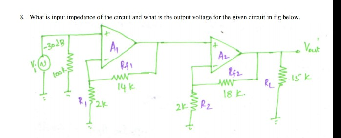 Solved 8. What is input impedance of the circuit and what is | Chegg.com