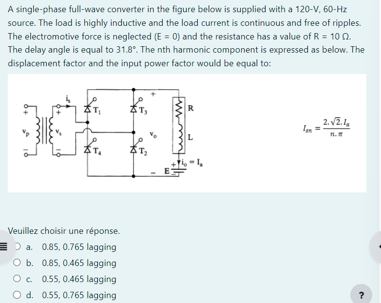 Solved A single-phase full-wave converter in the figure | Chegg.com