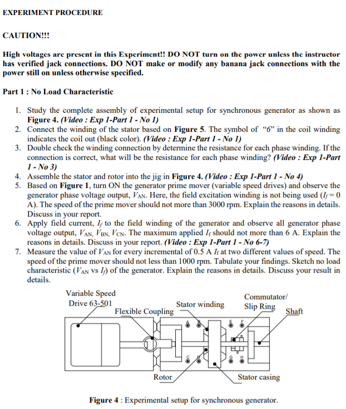 EXPERIMENT PROCEDURE CAUTION!!! High voltages are | Chegg.com