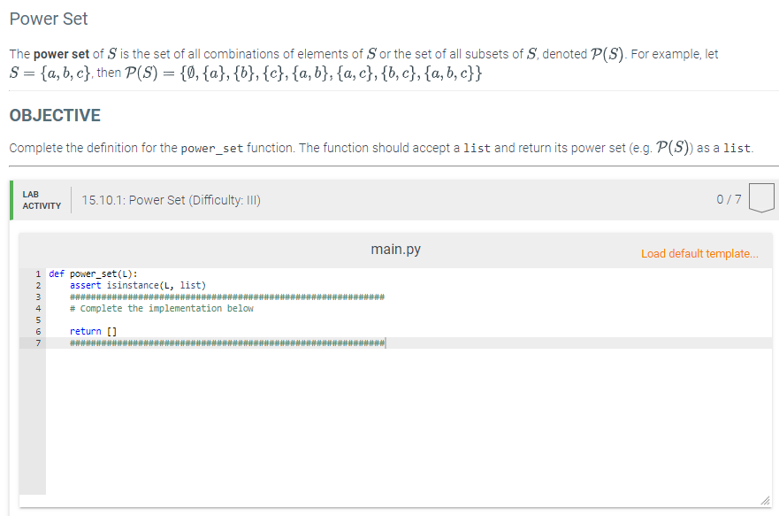 Solved Power Set The power set of S is the set of all | Chegg.com