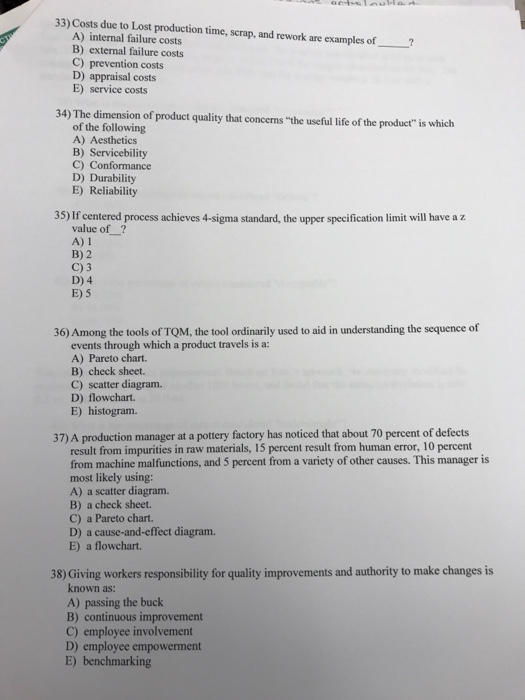 Solved Costs due to Lost production time, scrap, and rework | Chegg.com