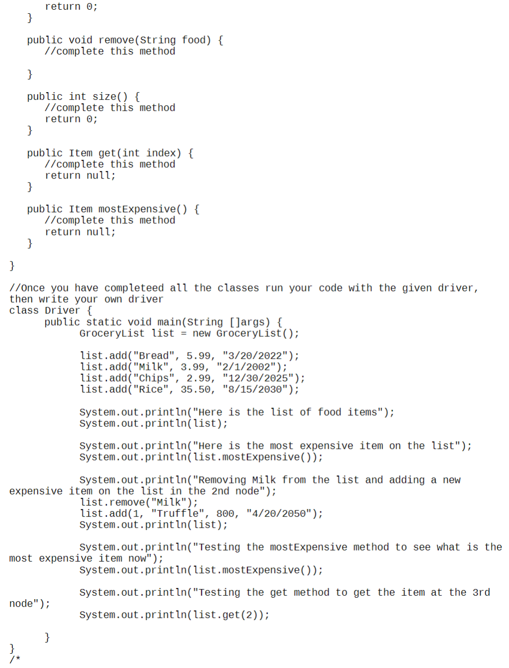 Solved Follow the instructions and write the code. IMPORTANT | Chegg.com