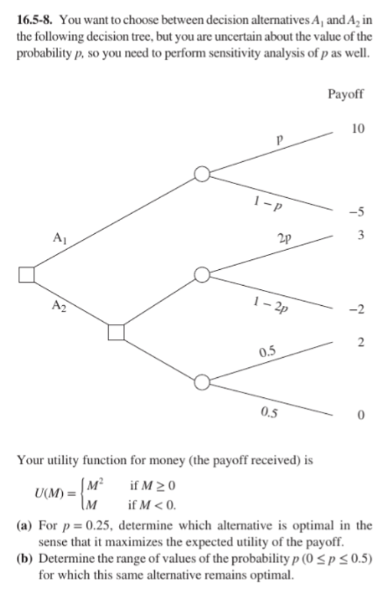 Solved 16.5-8. You want to choose between decision | Chegg.com