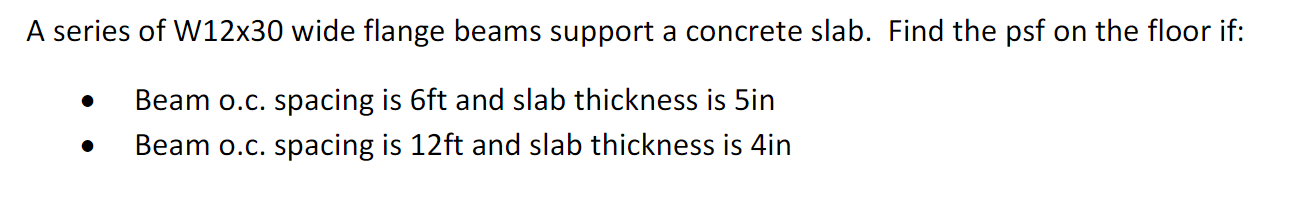 Solved A series of W12x30 wide flange beams support a | Chegg.com
