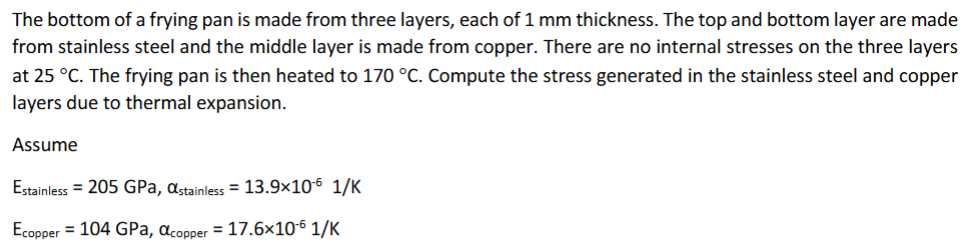 Solved The bottom of a frying pan is made from three layers, | Chegg.com