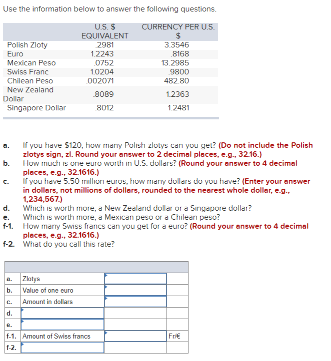 Solved Use the information below to answer the following | Chegg.com