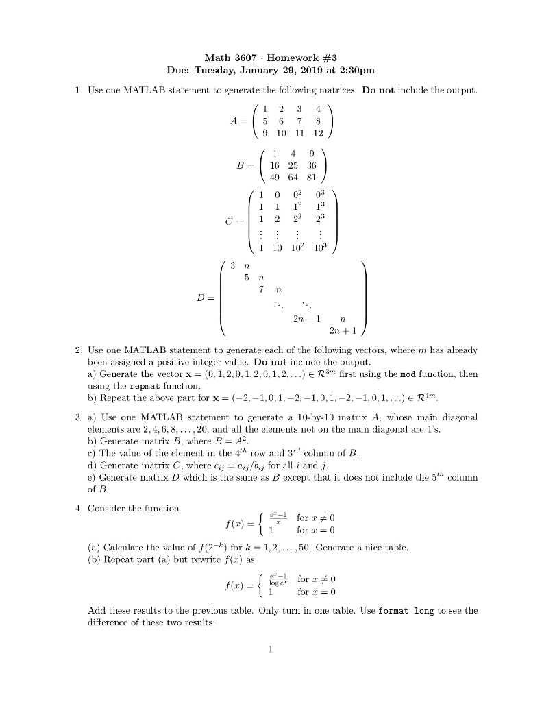 Math 3607 Homework 3 Due Tuesday January 29