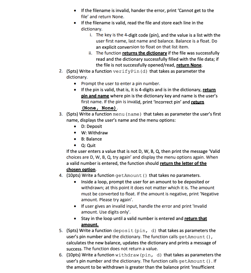 2. (60pt) ATM Machine You are to simulate a very | Chegg.com