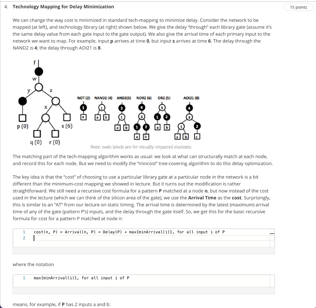 Solved 4. Technology Mapping for Delay Minimization 15 | Chegg.com