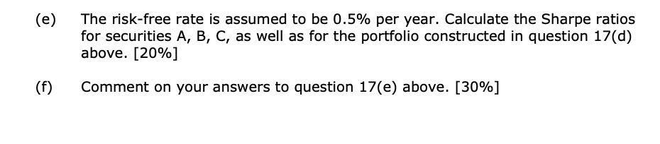 Solved 17. Data on expected returns, standard deviations, | Chegg.com