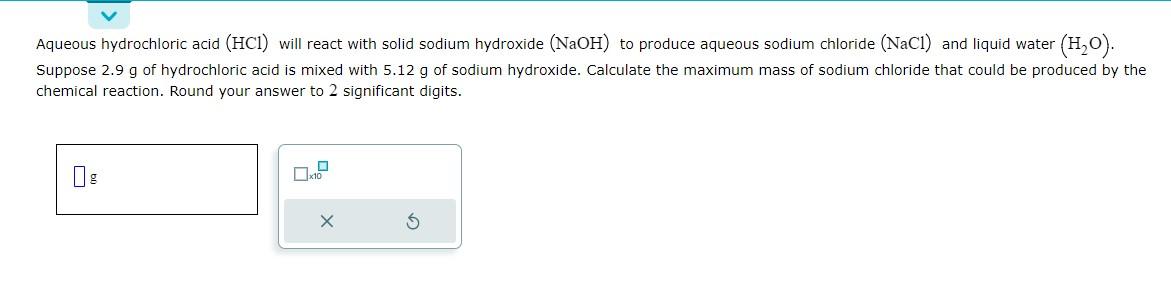 Solved Aqueous hydrochloric acid (HCl) will react with solid | Chegg.com
