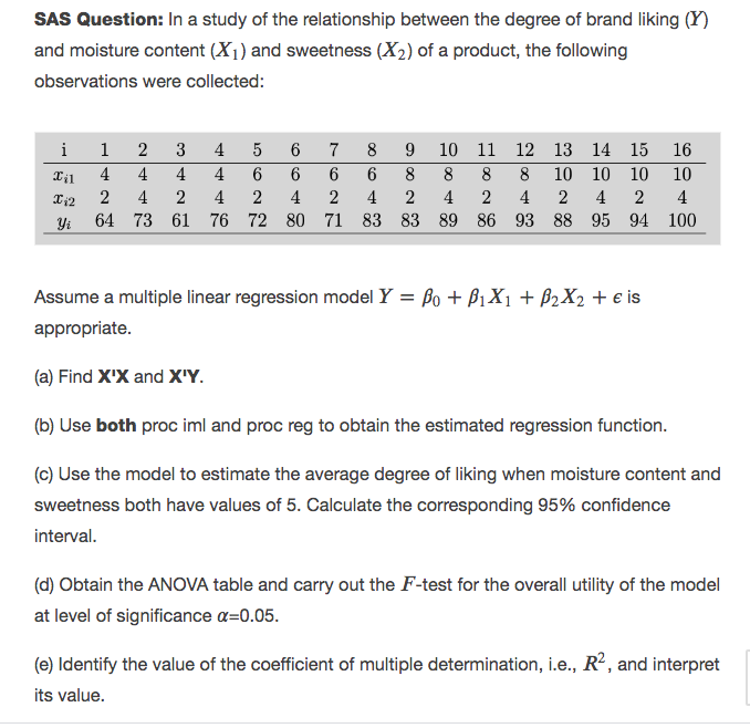 SAS Question: In a study of the relationship between | Chegg.com