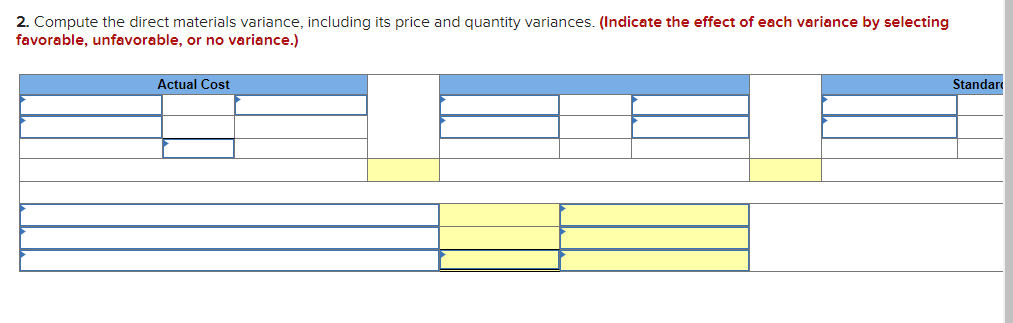 Solved 2. Compute the direct materials variance, including | Chegg.com