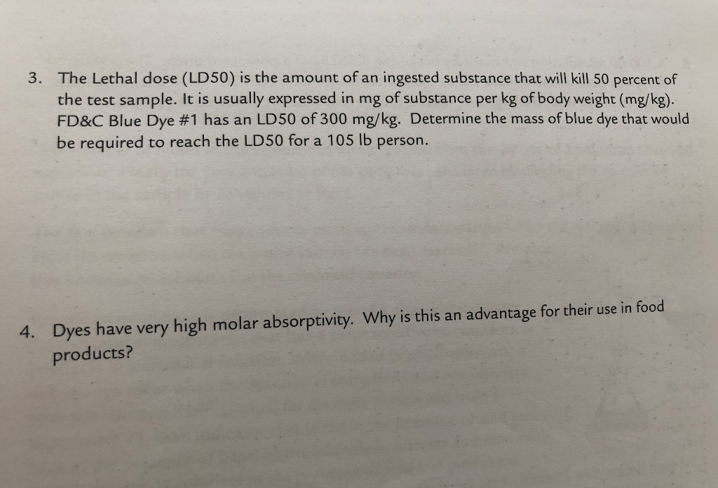 Solved The Lethal dose (LD50) is the amount of an ingested | Chegg.com