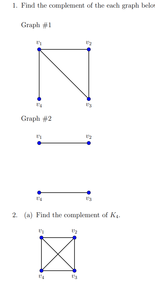 Solved 1. Find the complement of the each graph belor Graph | Chegg.com