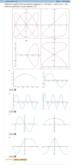 Solved Match the graphs of the parametric equations x-t) and | Chegg.com
