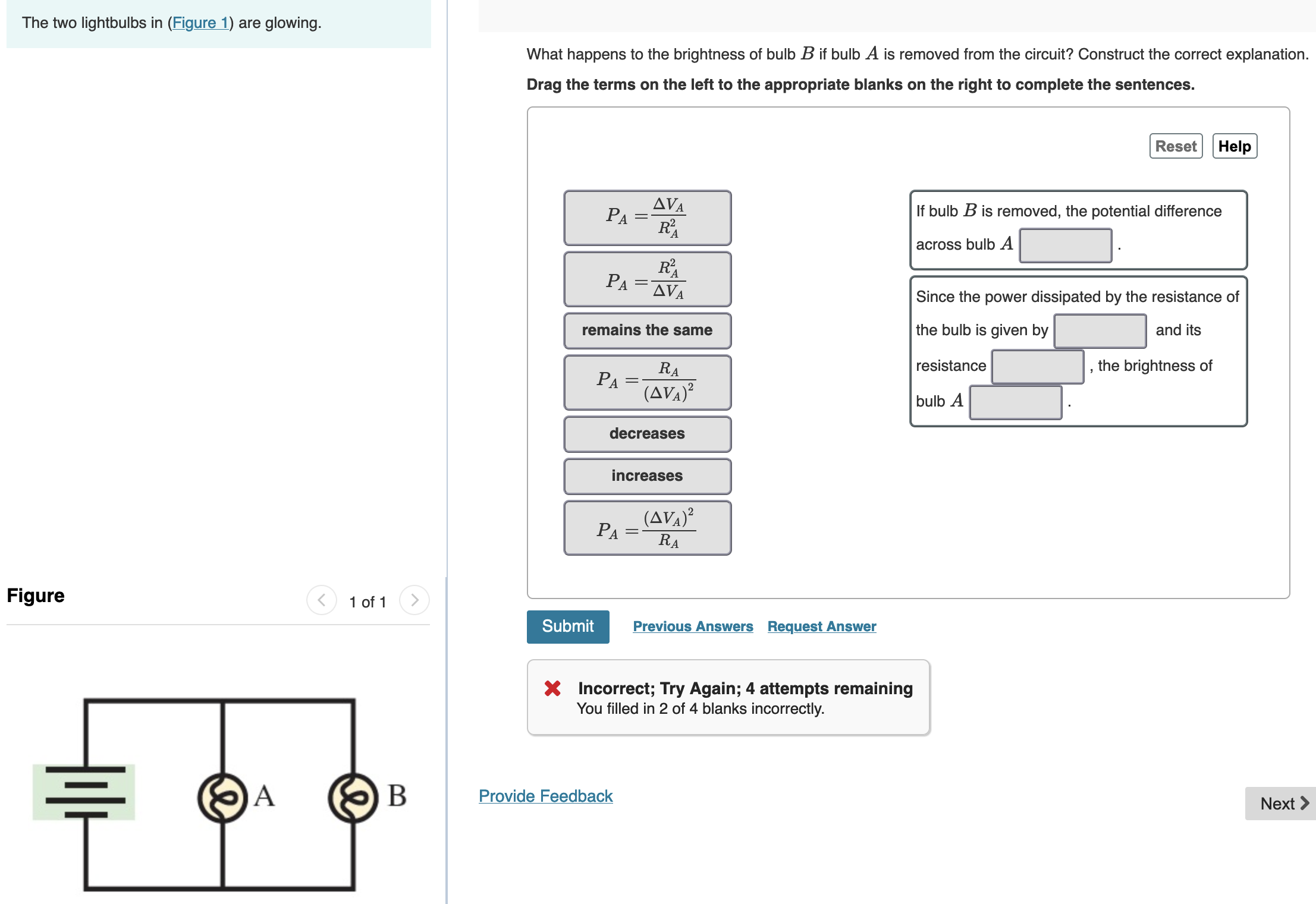 Solved The two lightbulbs in (Figure 1) are glowing. What | Chegg.com