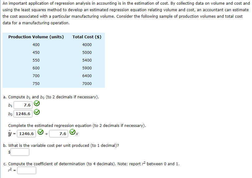 Solved An Important Application Of Regression Analysis In