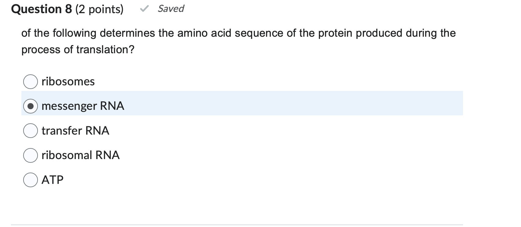 Solved of the following determines the amino acid sequence | Chegg.com