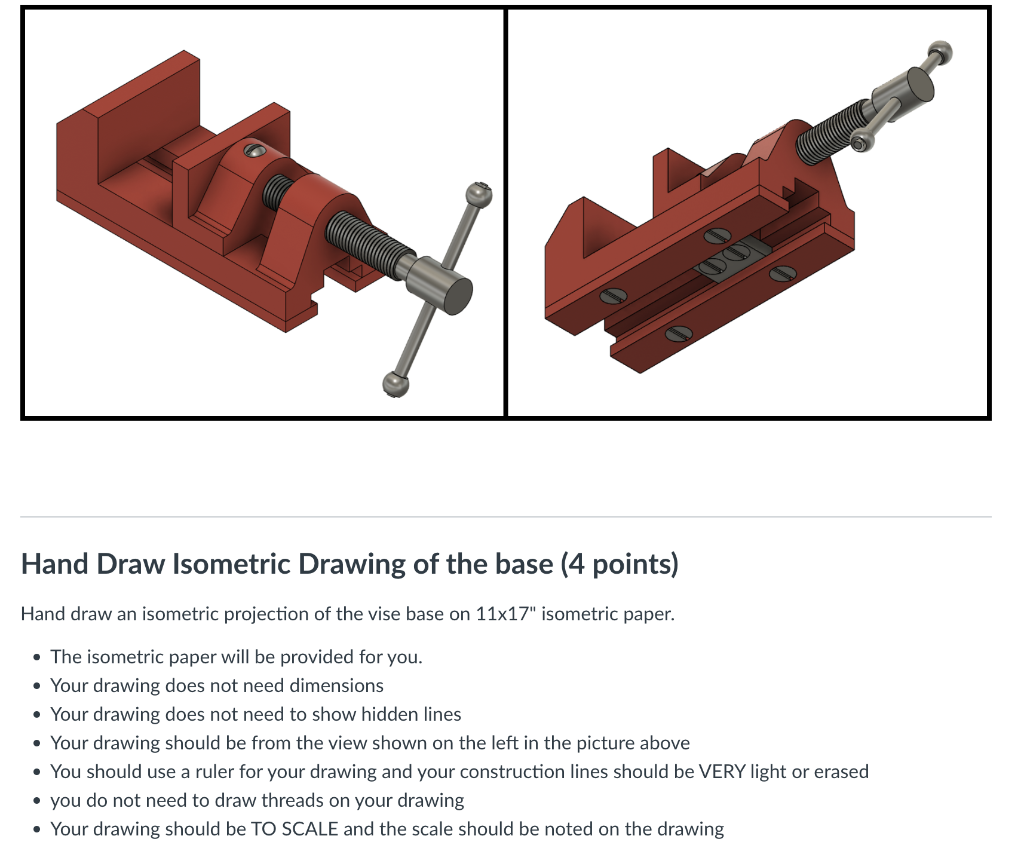 Hand Draw Isometric Drawing of the base (4 points) | Chegg.com