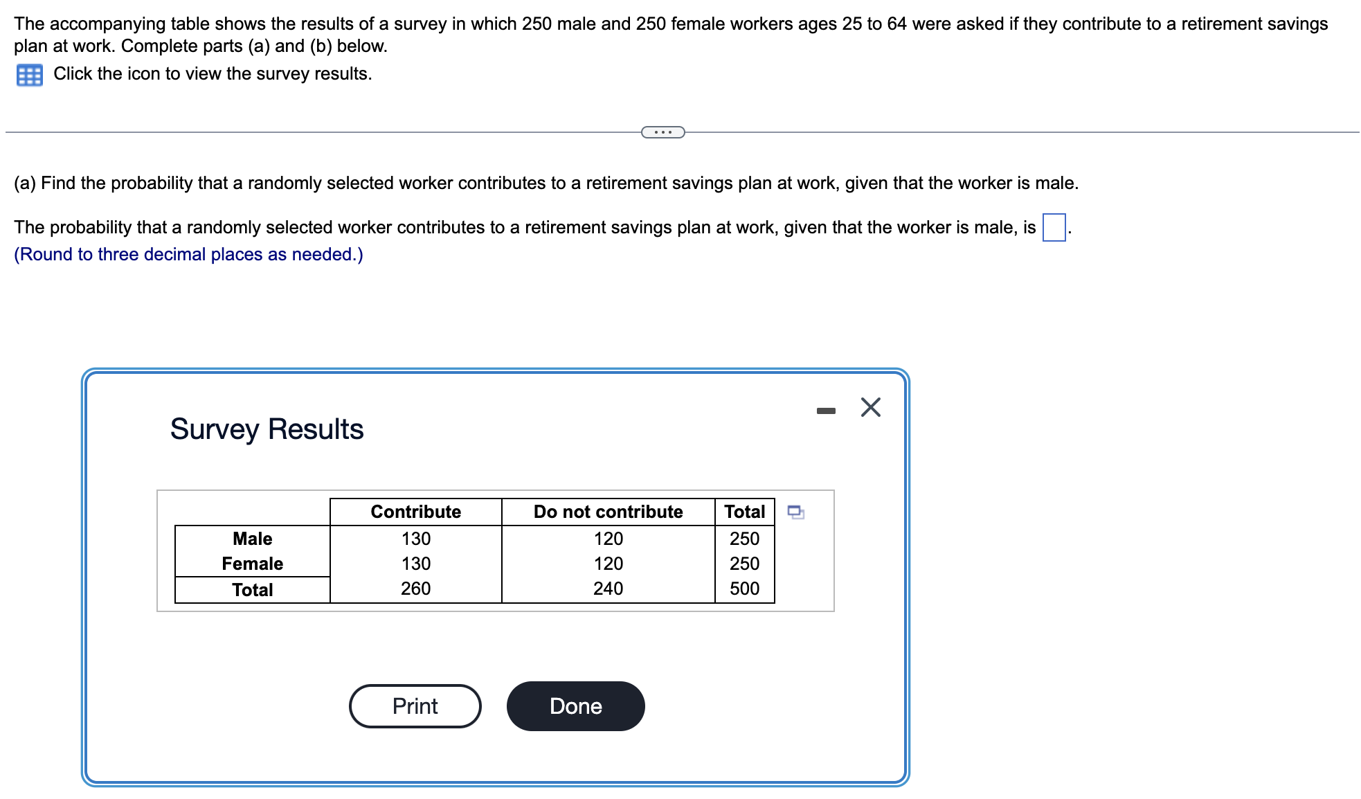 Solved The accompanying table shows the results of a survey | Chegg.com