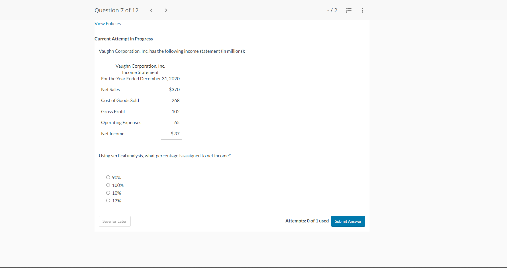 Solved Current Attempt in Progress Vaughn Corporation, Inc. | Chegg.com