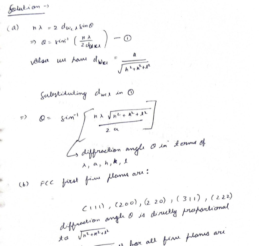 Solved 8. Assuming first order diffraction, determine an | Chegg.com
