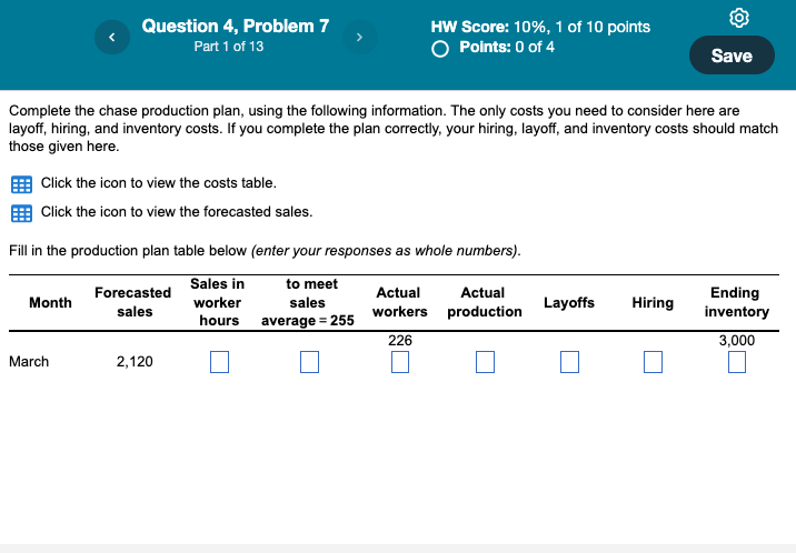 Solved Complete the chase production plan, using the | Chegg.com
