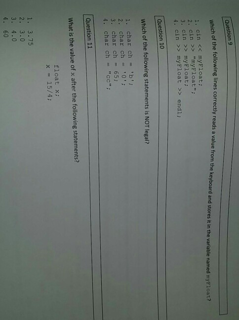 Solved Question9 of the following lines correctly reads a | Chegg.com