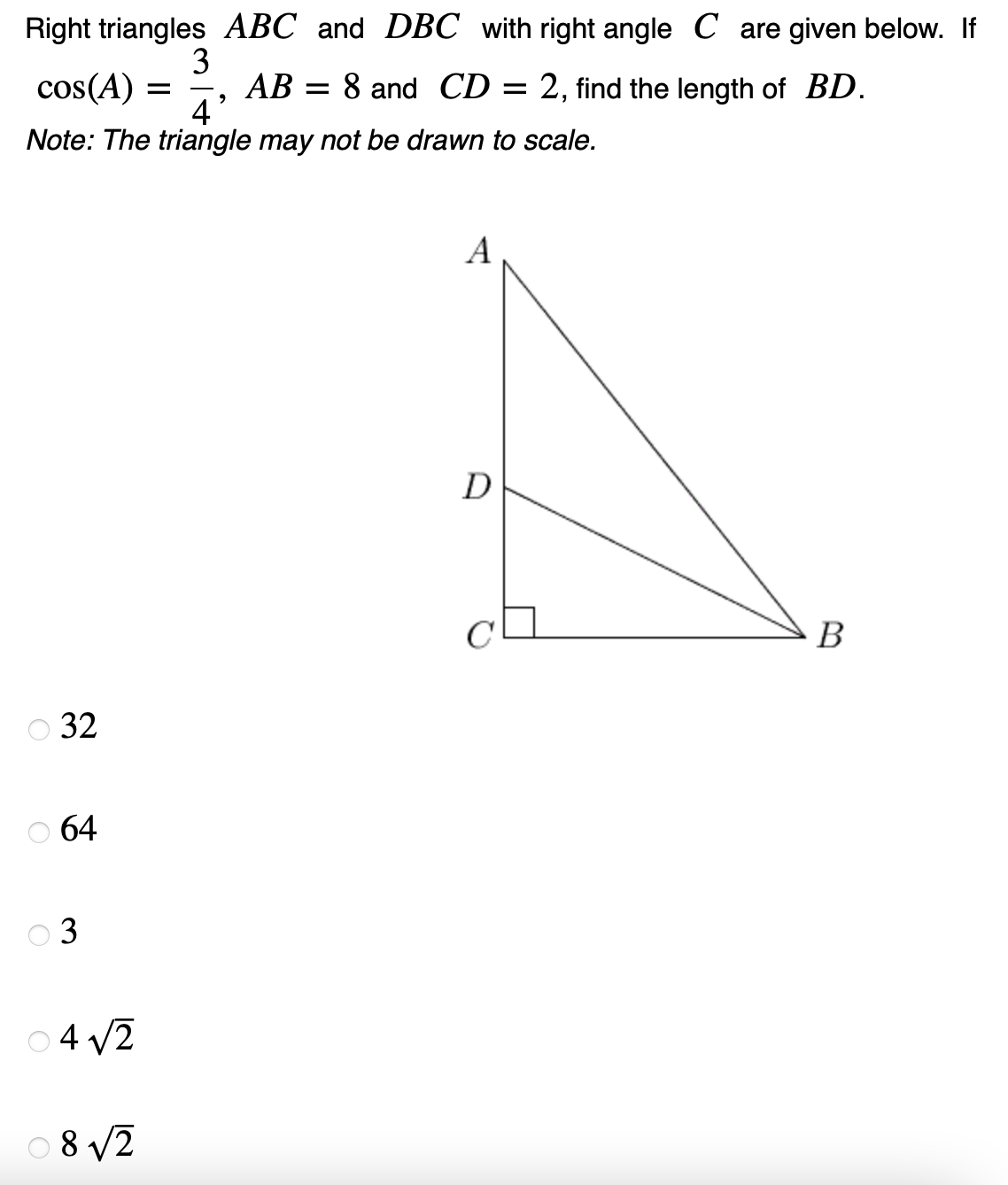 Solved Right triangles ABC and DBC with right angle C are | Chegg.com