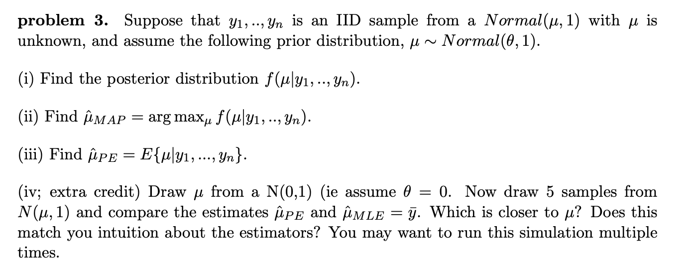 Solved problem 3. Suppose that y1,..,yn is an IID sample | Chegg.com