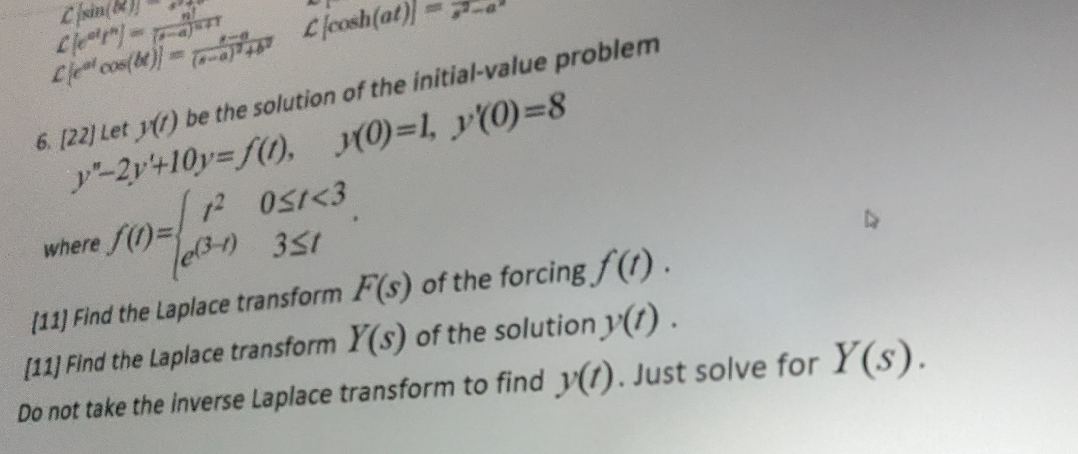 Solved 6. [22] Let y(t) be the solution of the initial-value | Chegg.com