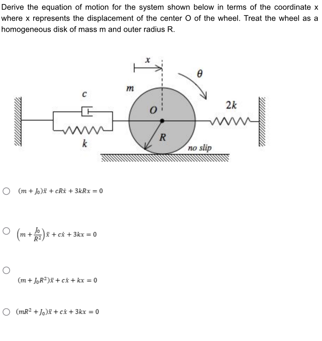 Solved Derive The Equation Of Motion For The System Shown