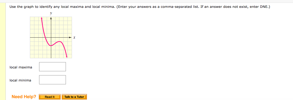 Solved Use the graph to identify any local maxima and local | Chegg.com
