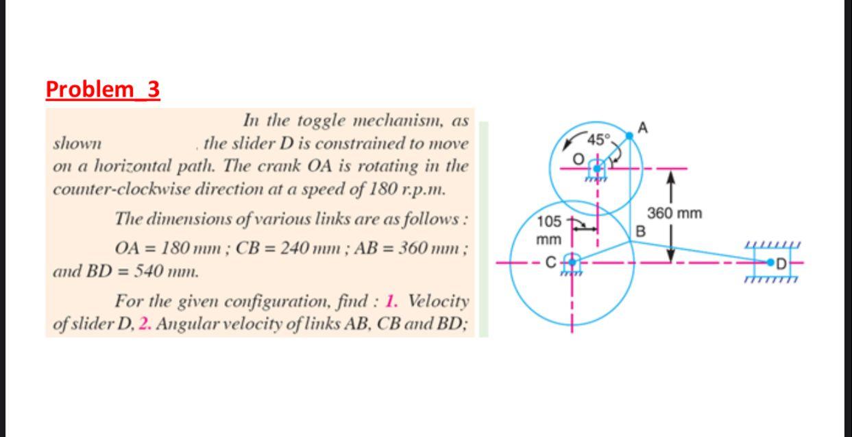 Solved A 45° Problem 3 In the toggle mechanism, as shown the | Chegg.com