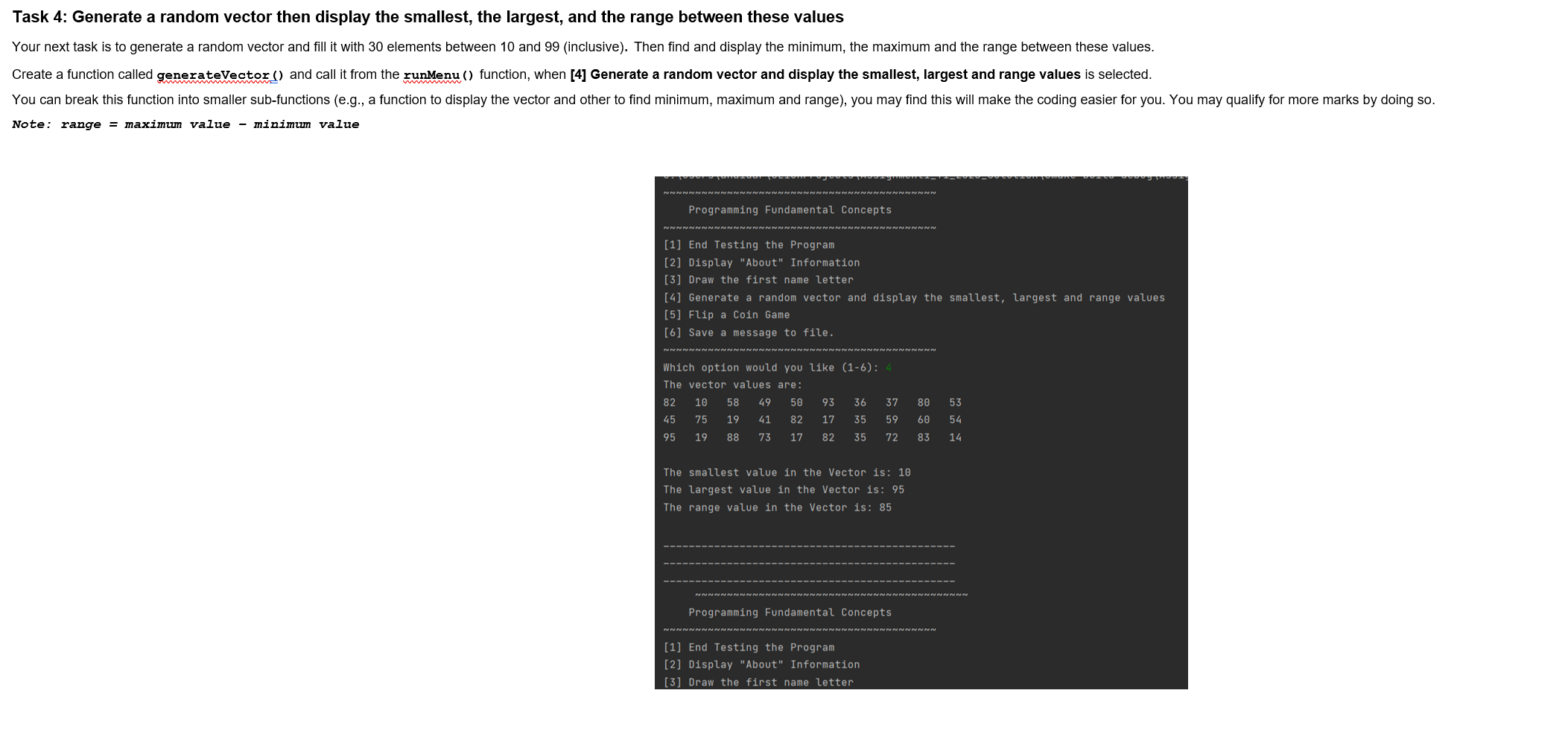 Solved Do in c++ The random vector values should be placed | Chegg.com
