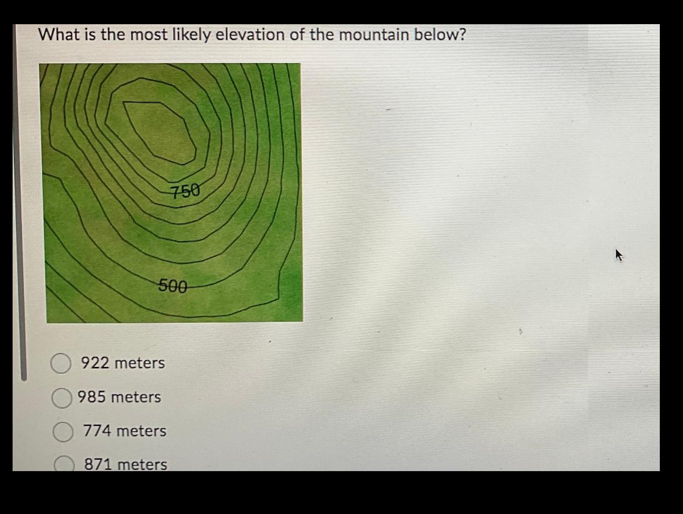 Solved What is the most likely elevation of the mountain | Chegg.com