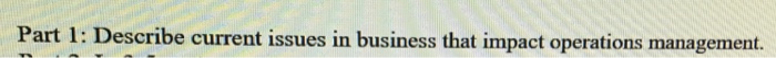 Solved Describe current issues in business that impact | Chegg.com