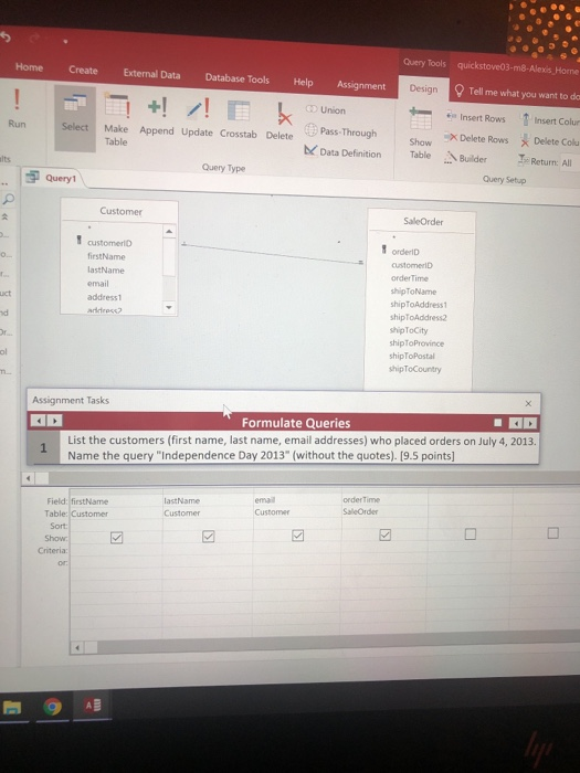 Solved Query Tools quickstove03-m8-Alexis, Horne Tell me | Chegg.com