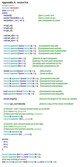 Solved Please complete C++ assignment. Use vector3.cpp to | Chegg.com