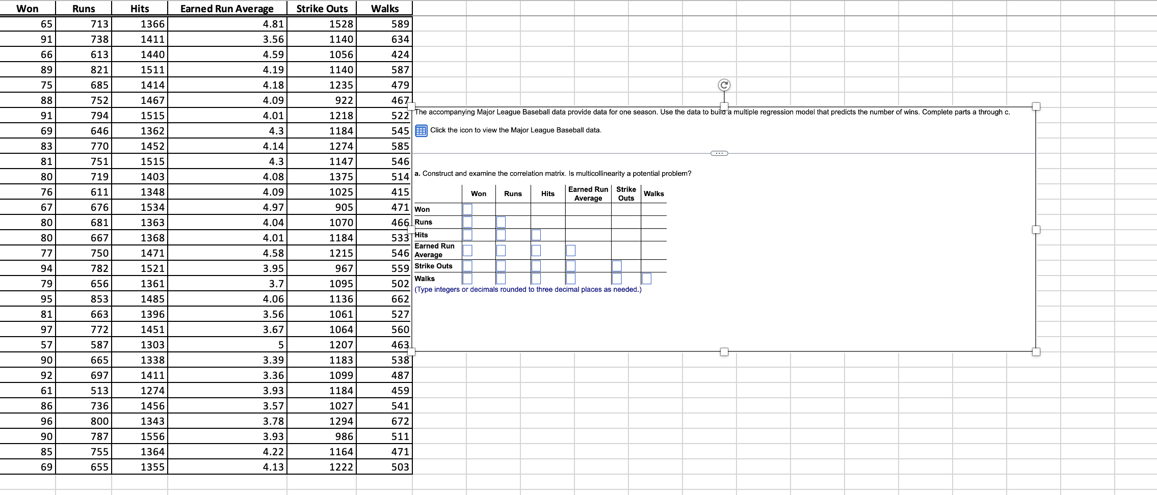 Solved a. ﻿Construct and examine the correlation matrix. Is | Chegg.com