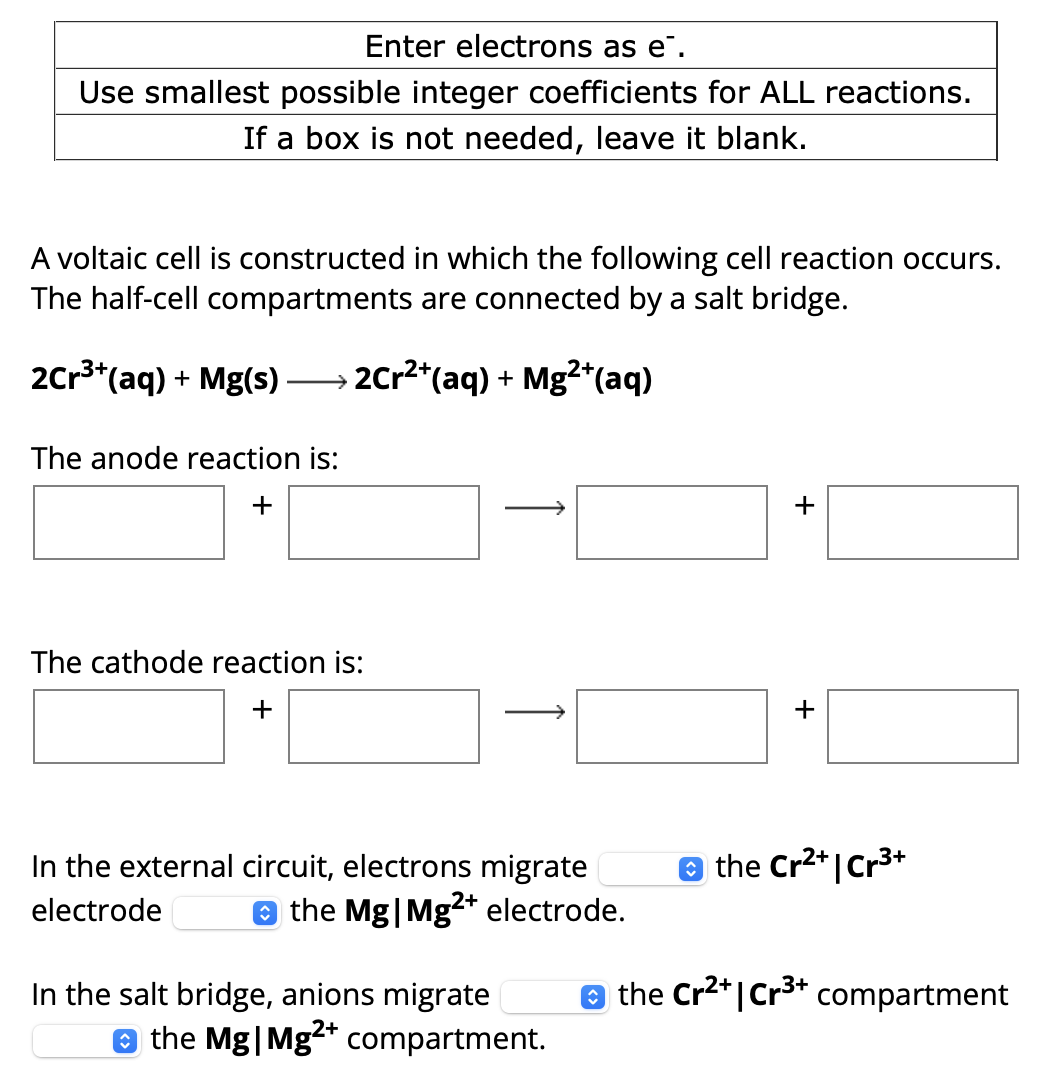Solved A Voltaic Cell Is Constructed In Which The Following