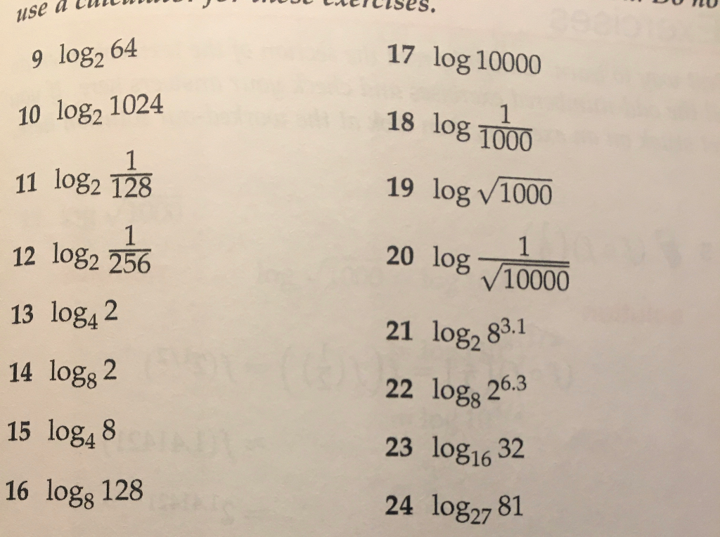 Solved JUJ Wu Luerlises. use a LUILDI 17 log 10000 9 log2 64 | Chegg.com